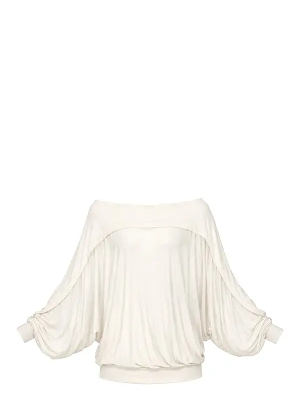 YOGI8APPAREL Oversized Off The Shoulder Top - White