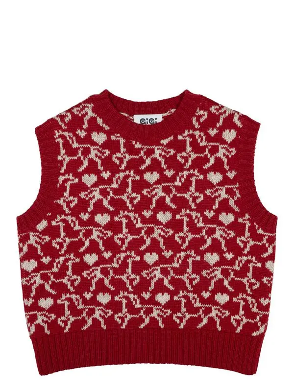 GIGI KNITWEAR Gallop Jaquard Vest - Red