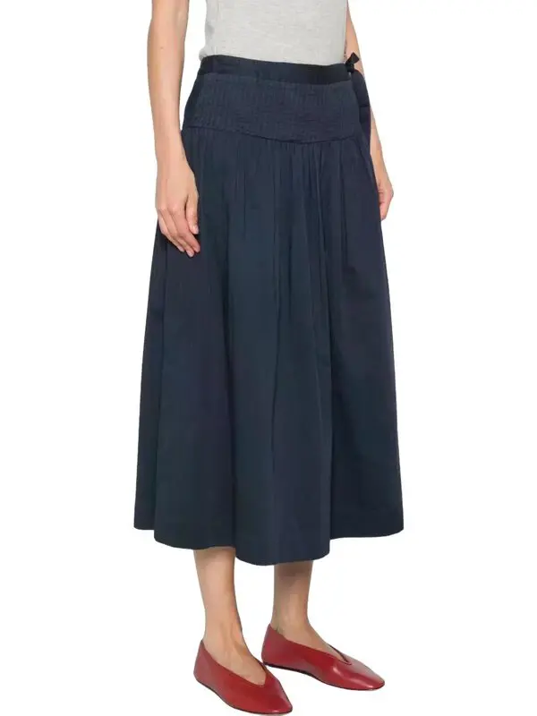 DAMSON MADDER Smocked-waist Gathered Midi Skirt - Blue