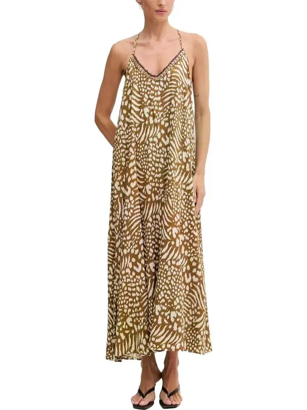 Lola Casademunt Animal-print Embellished Maxi Dress - Brown