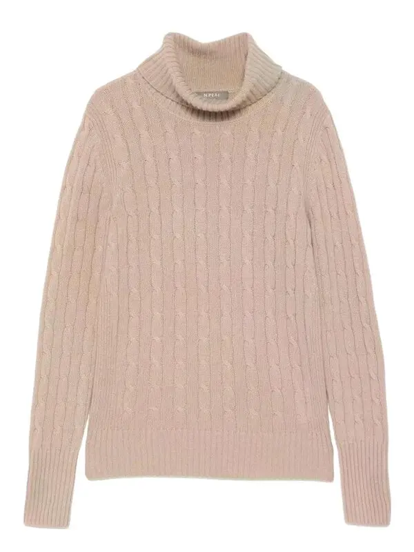 N.peal Adelyn Cable Roll Neck Knitted Top - Neutrals