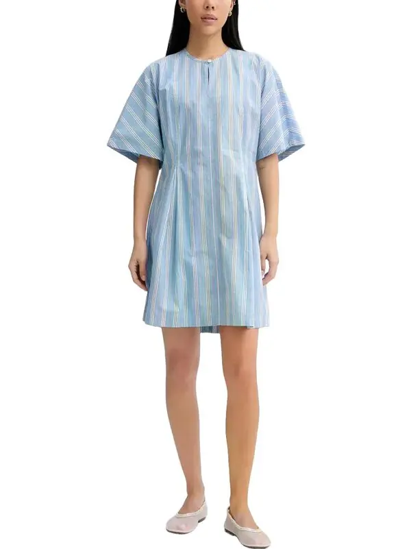Marc O'polo Striped Short-sleeve Cotton Mini Dress - Blue