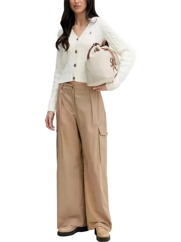BLAUER. Pleated Cargo Palazzo Pants - Neutrals