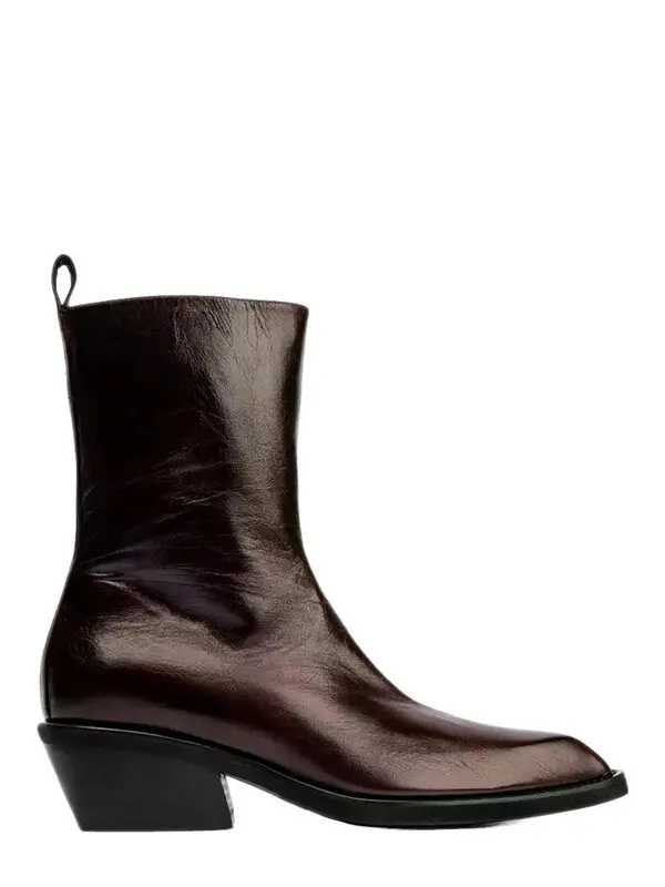POEVE Square-toe Ankle Boots - Brown