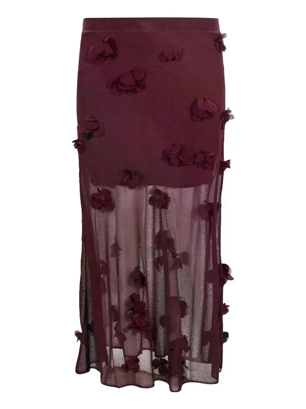 Simkhai Cora Floral-appliqué Skirt - Red