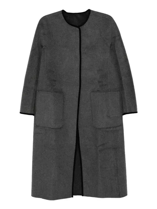 N.peal Contrast-trim Patch-pocket Coat - Grey