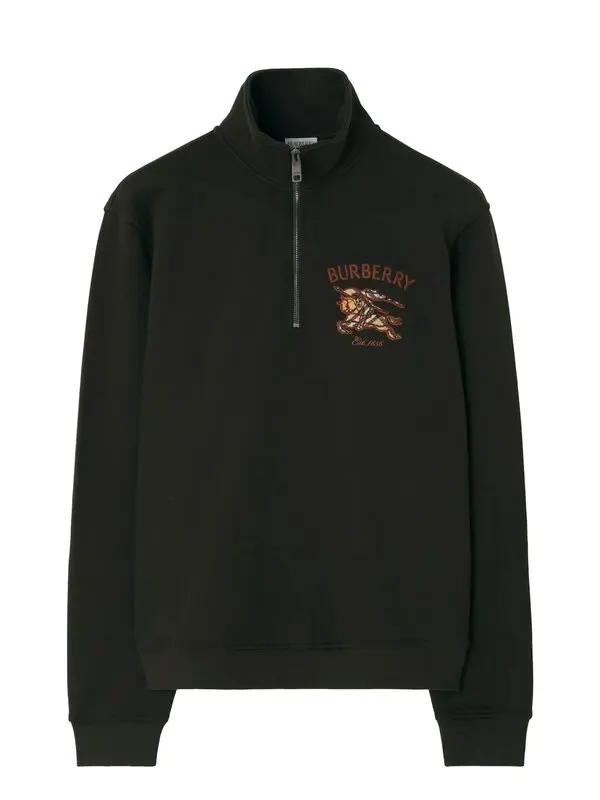 Burberry Cotton Ekd Quarter-zip Sweatshirt - Brown