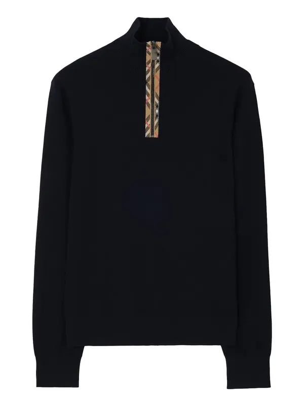 Burberry Wool Quarter-zip Sweater - Navy