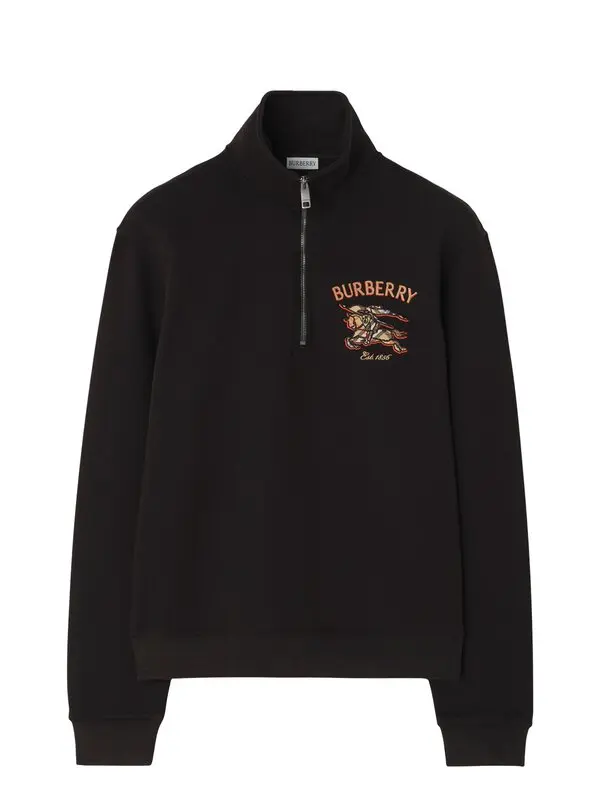 Burberry Cotton Ekd Quarter-zip Sweatshirt - Black