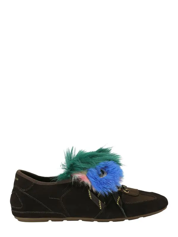 Kurt Geiger Suede Faux-feather Wembley Sneakers - Brown