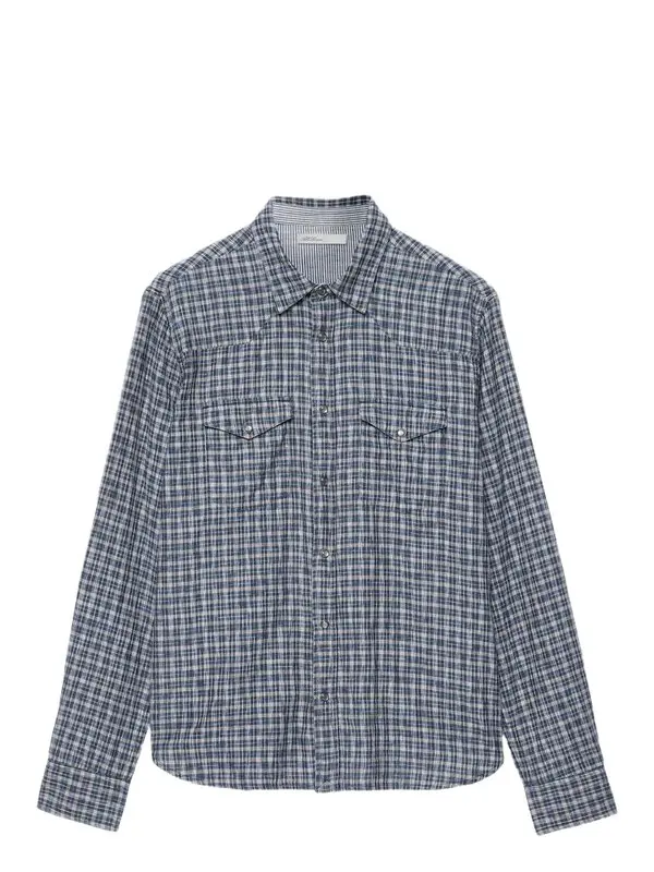 ALLSAINTS Organic Cotton Check Court Shirt - Blue