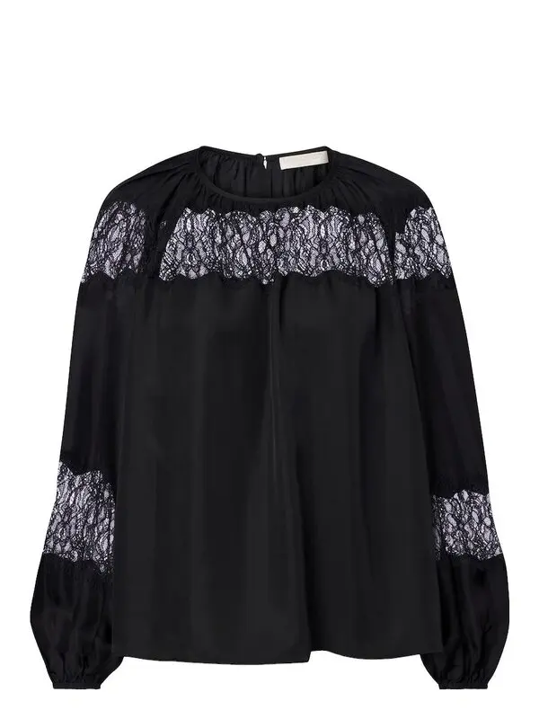 Ulla Johnson Bess Lace-trimmed Silk Blouse - Black