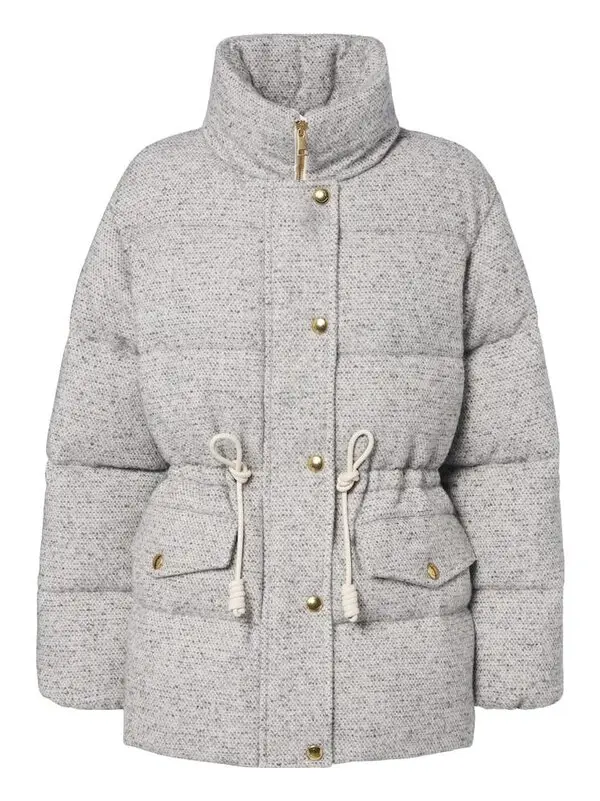Moncler Wool-blend Tweed Down Jacket - Grey