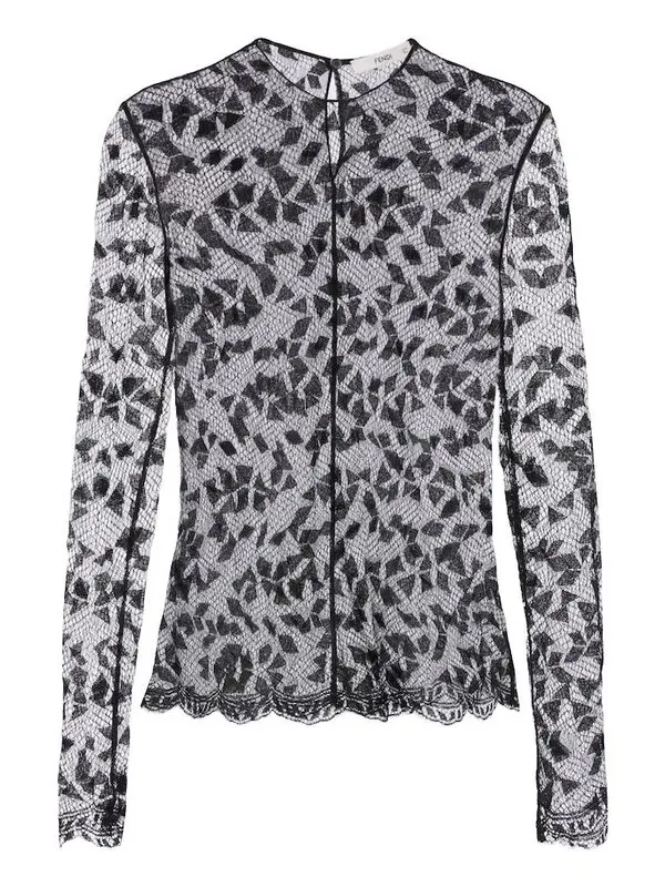 Fendi Sheer Lace Top - Black
