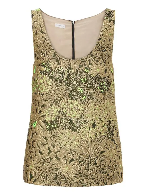 Dries Van Noten Floral Jacquard Top - Gold