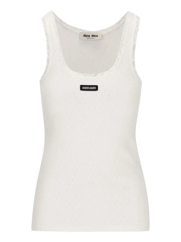 Miu Miu Log Octton Tank Top - White