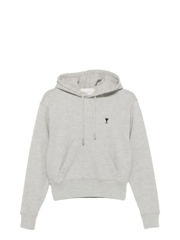 AMI Paris De Coeur Cotton Hoodie - Grey