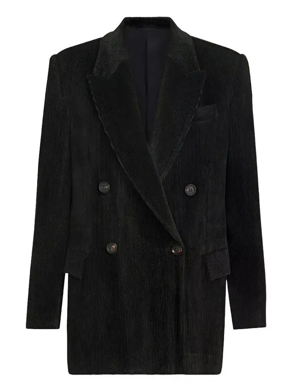 Brunello Cucinelli Sparkling Corduroy Blazer With Monili - Forest Green