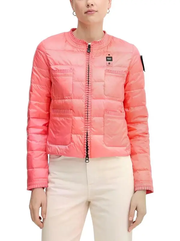 BLAUER. Classical Chic Ruffled Quilted Puffer Jacket - Pink