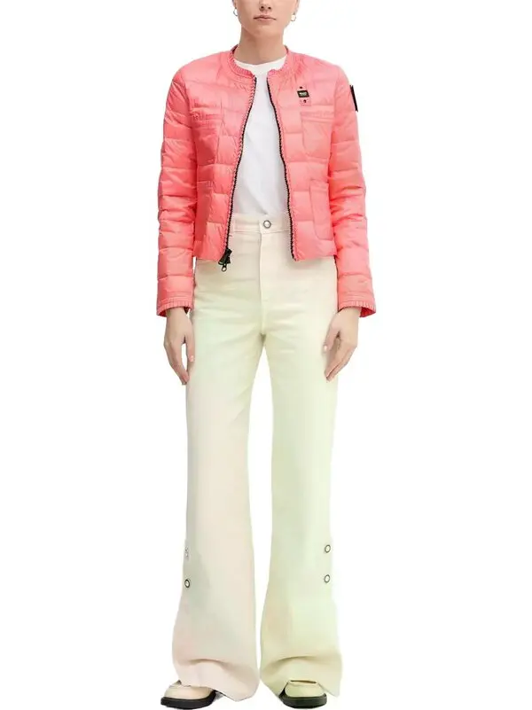 BLAUER. Classical Chic Ruffled Quilted Puffer Jacket - Pink