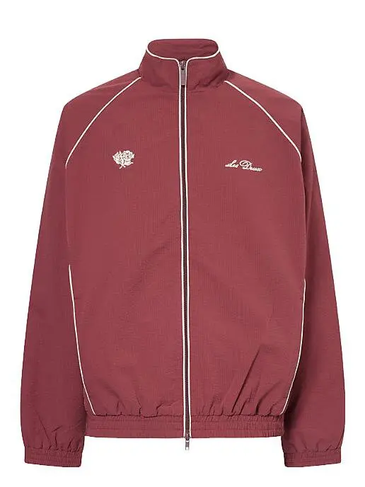 LES DEUX Crinkled Seersucker Woven Truck Jacket - Red