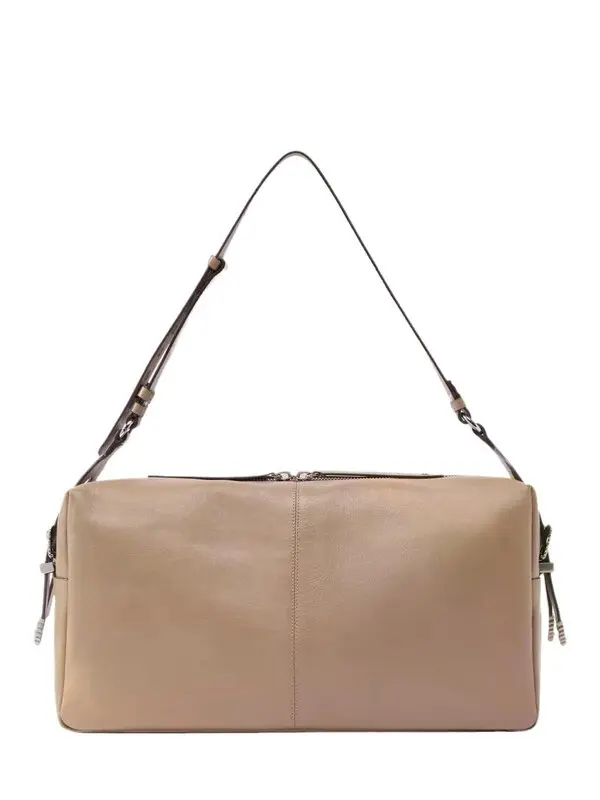 Pinko Buckle-detail Leather Shoulder Bag - Neutrals