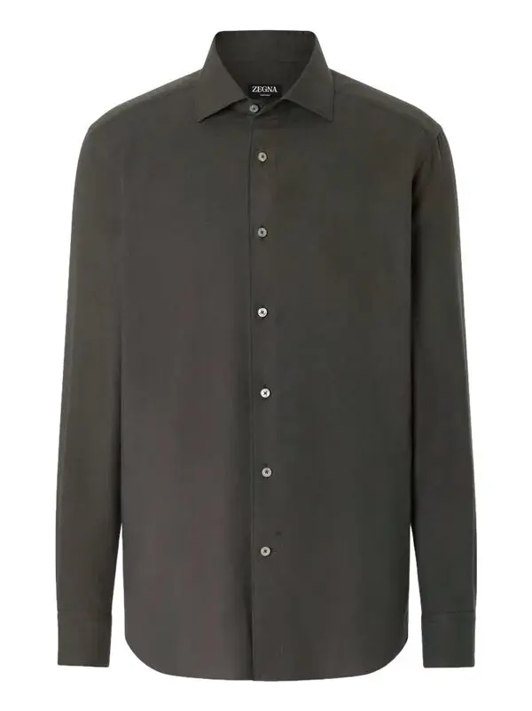 Zegna Dark Olive Cashco Shirt - Green