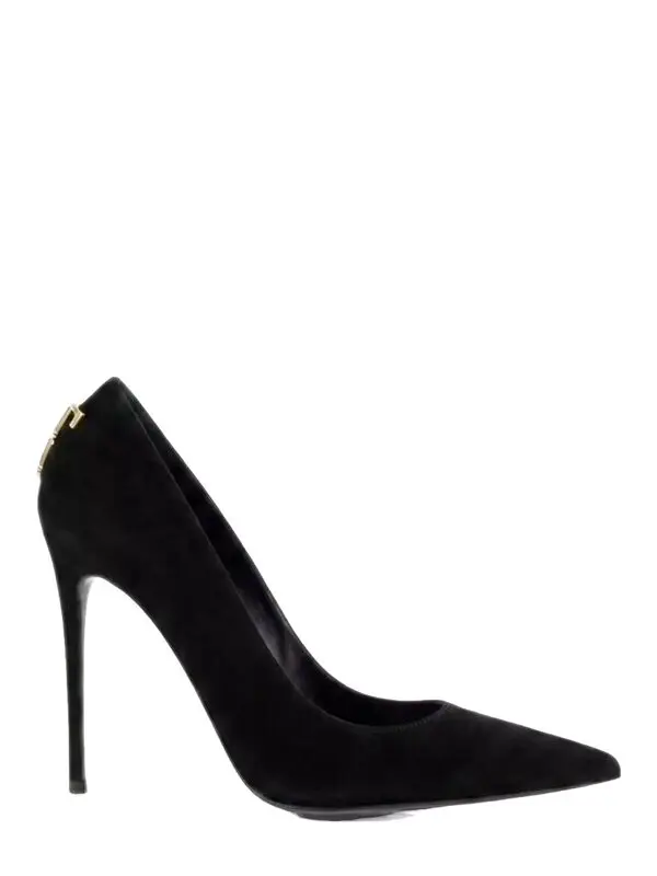 Elisabetta Franchi Suede Pump With Logo Detail - Black