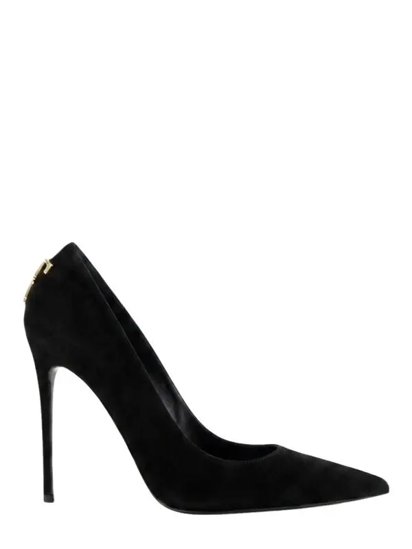 Elisabetta Franchi Suede Pump With Logo Detail - Black