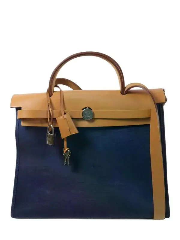 Hermès Pm Herbag Canvas Tote Bag - Blue