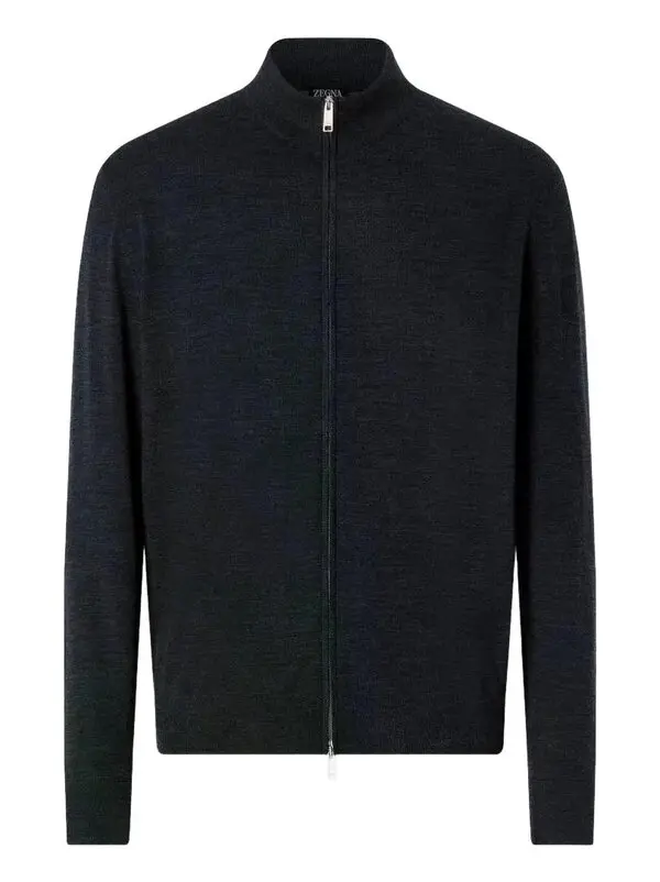 Zegna Trofeo 15milmil15 Wool Full Zip Cardigan - Blue