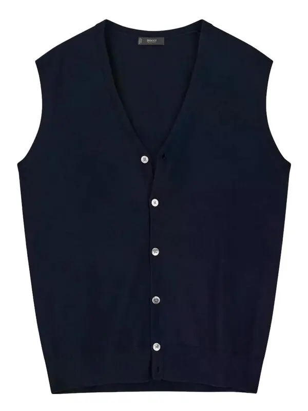 Boggi Milano Waistcoat In Extrafine Merino-wool - Blue