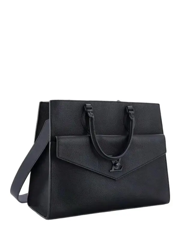 LOUIS VUITTON Lockme Monochrome Leather Mm Tote Bag - Black