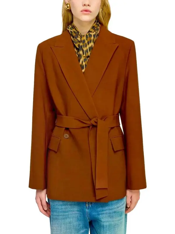 SEMICOUTURE Allison Belted Double-breasted Jacket - Brown