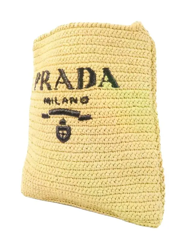 Prada Crochet Raffia Shoulder Bag - Neutrals