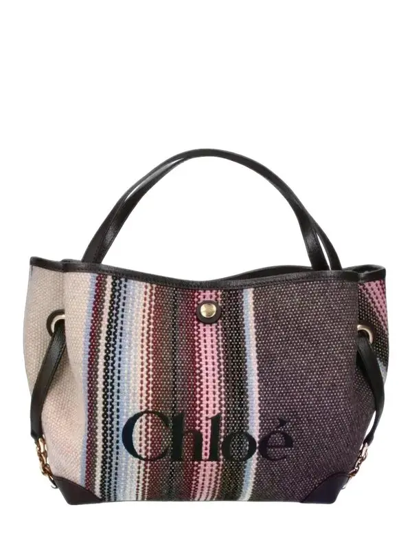 Chloé Small Clover Striped Tote Bag - Brown
