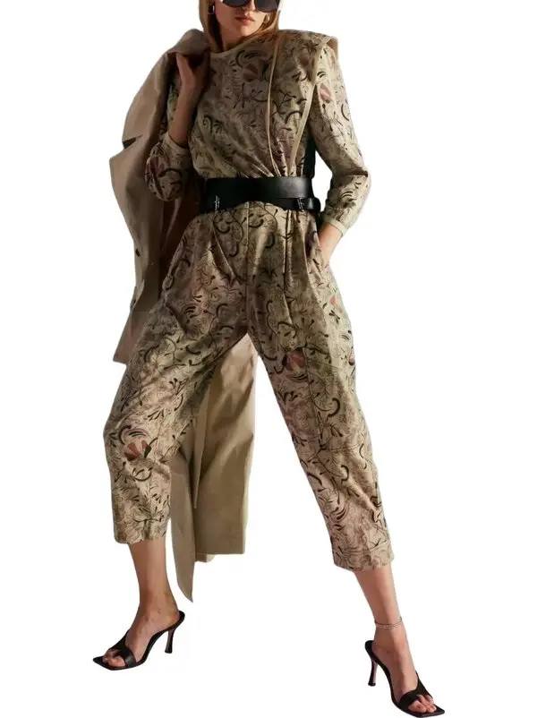 MARIA CHER Floral-print Tapered Trousers - Black