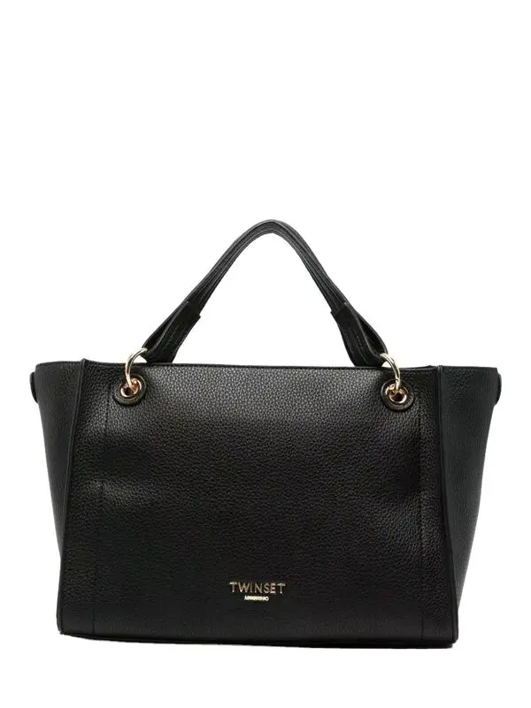 TWINSET Logo-plaque Pebbled Tote Bag - Black
