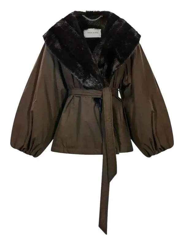 Magda Butrym Faux-fur Collar Belted Jacket - Brown