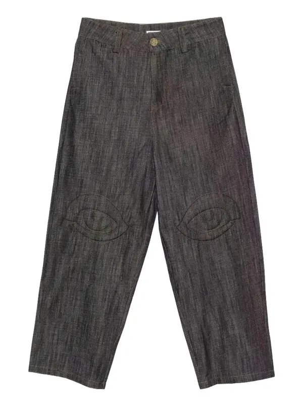 HOUSE OF ERRORS Eye-patchwork Wide-leg Jeans - Blue