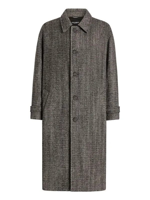 Dolce & Gabbana Single-breasted Wool Blend Chevron Coat Coats And Jackets Animal Print - Multicolor