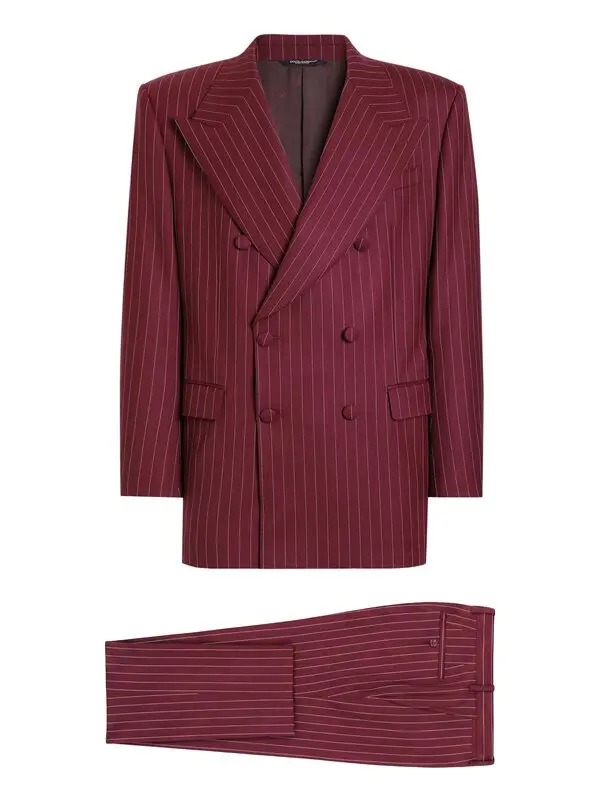 Dolce & Gabbana Double-breasted Martini Suit In Pinstriped Wool Suits And Blazers Wool - Multicolor