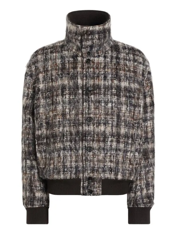 Dolce & Gabbana Mohair Blend Check Bomber Jacket Coats And Jackets - Multicolor