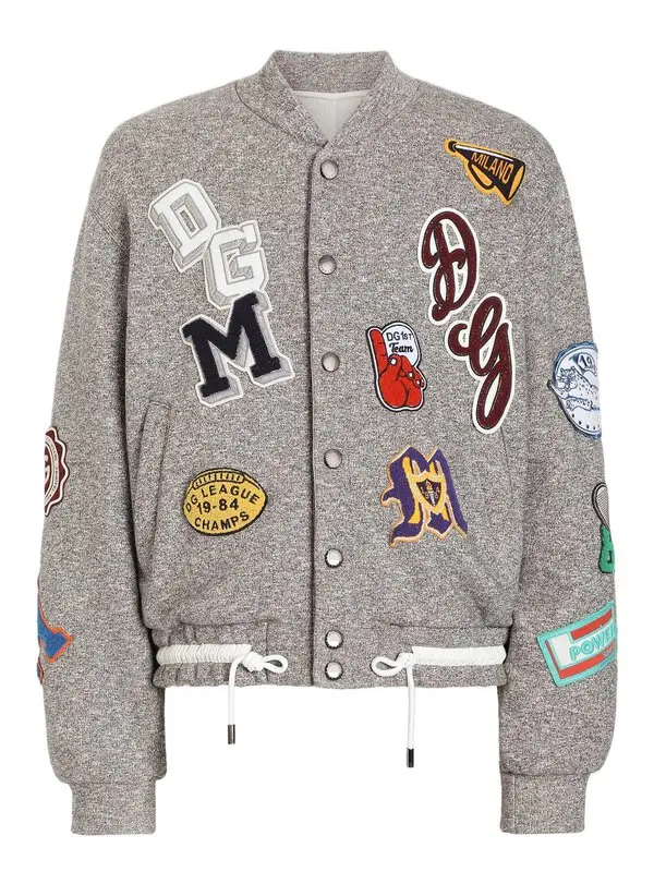 Dolce & Gabbana Fleece Bomber Jacket Coats And Jackets Gray - Grey