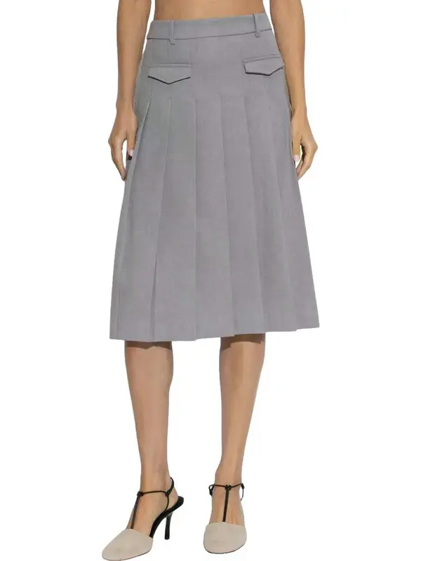 Munthe Vironicae Pleated Midi Skirt - Grey