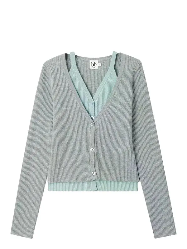 B+AB Ribbed-knit Layered Cardigan - Grey