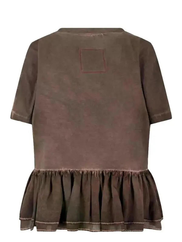 UMA WANG Ruffled-hem T-shirt - Brown