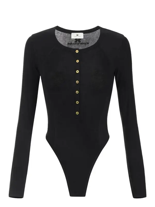 Elisabetta Franchi Bodysuit In Lightweight Jersey Fabric - Black