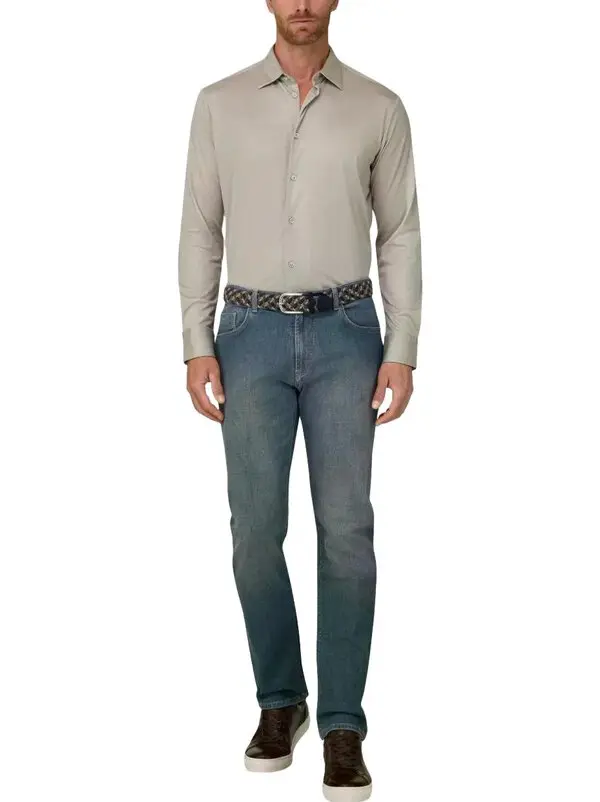 Boggi Milano Polo Shirt In Cotton And Silk Regular-fit - Neutrals
