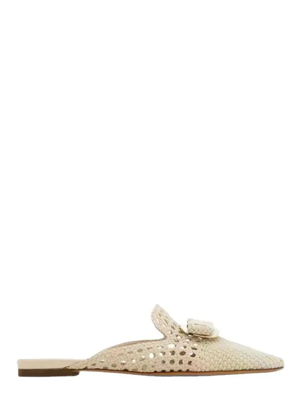FERRAGAMO Trenchy Lazo Woven Leather Mules - Neutrals